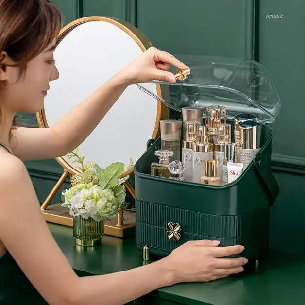 New Light Luxury Cosmetics Storage Box Large Capacity Desktop Finishing ...