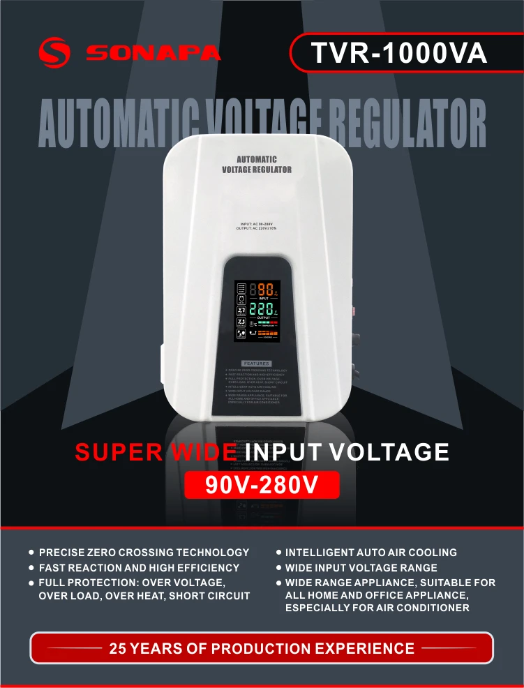 Wall Mounted 1kva Relay Type Single Phase 220v Power Ac Automatic ...