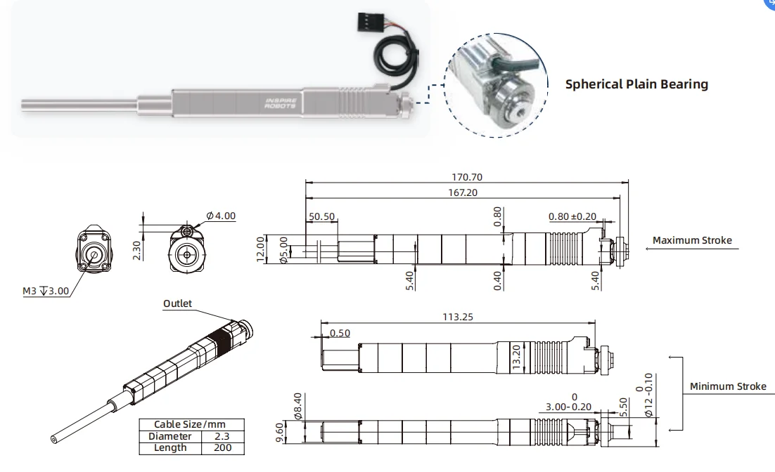 LAF50 Micro Linear Servo Actuator - 50N Force, 30mm Stroke