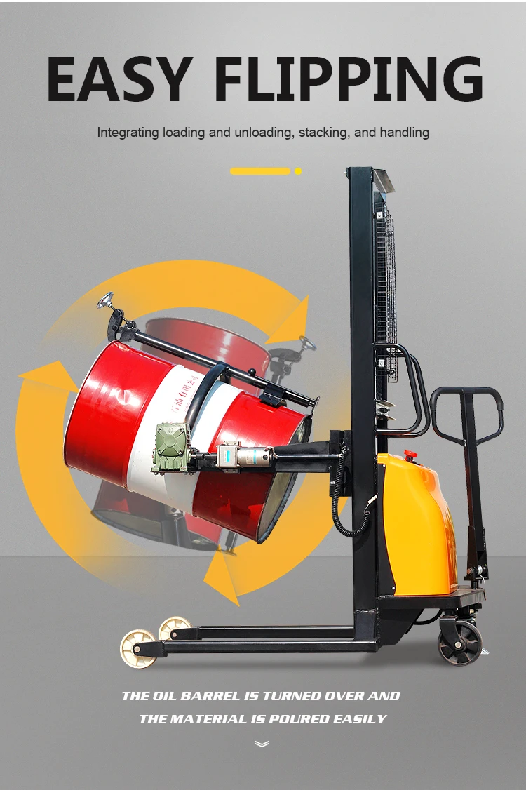 Semi-Electric Forklift Drum Lifter Multi-Function Manual Drum Stacker ...