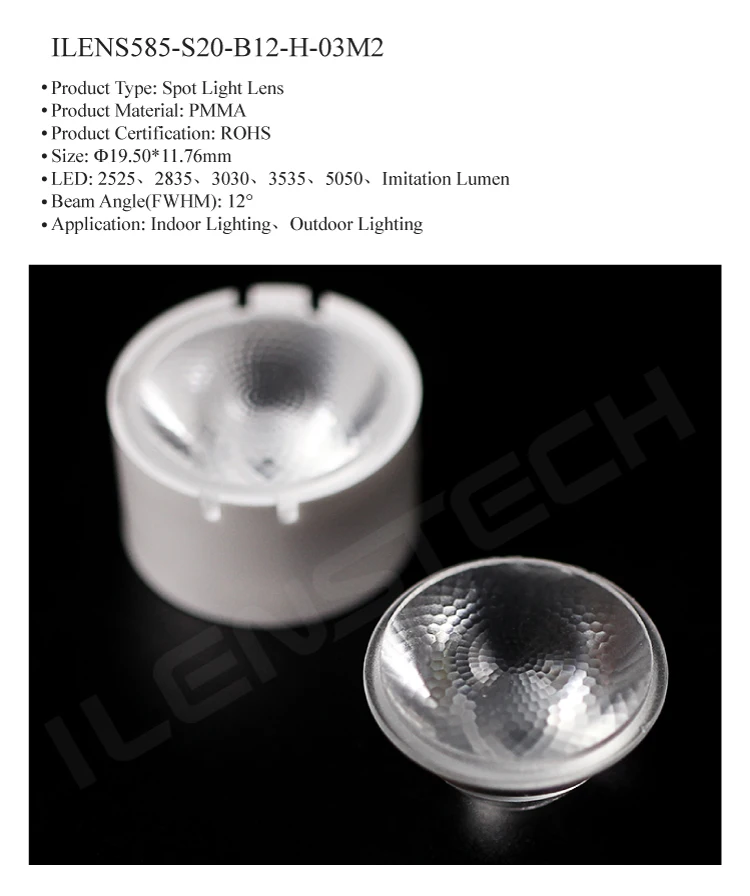 20mm Single Led Lens With Bracket 12 Degree Bead Surface Pmma Led Optics For Spotlight - Buy Led ...
