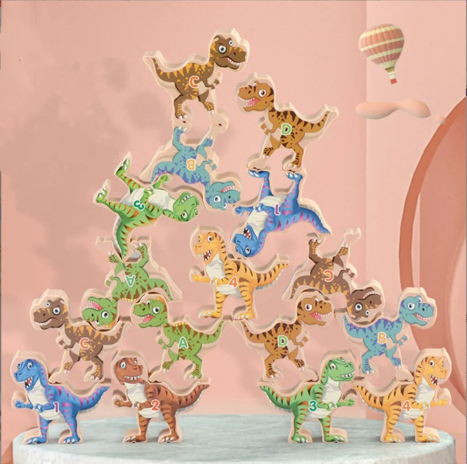 Montessori Educational Balance Figurine Dinosaur Stacking Animals Toys ...