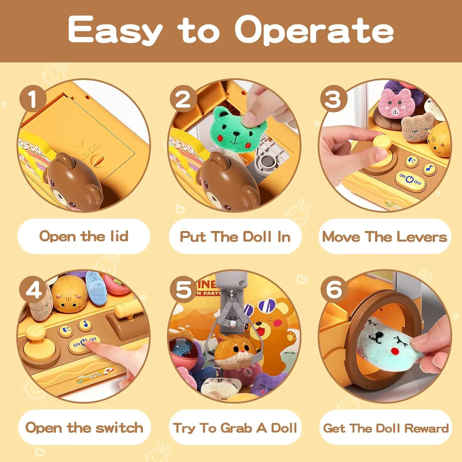 Mini Small Cute Bear Claw Machine Toys Kit Arcade Games for Home Fun ...