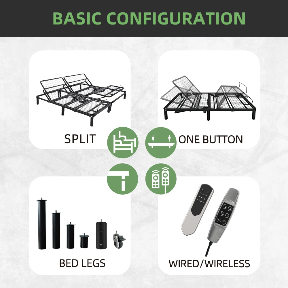 Modern Adjustable Steel Frame Bed Cheap Foldable King and Twin Sizes ...