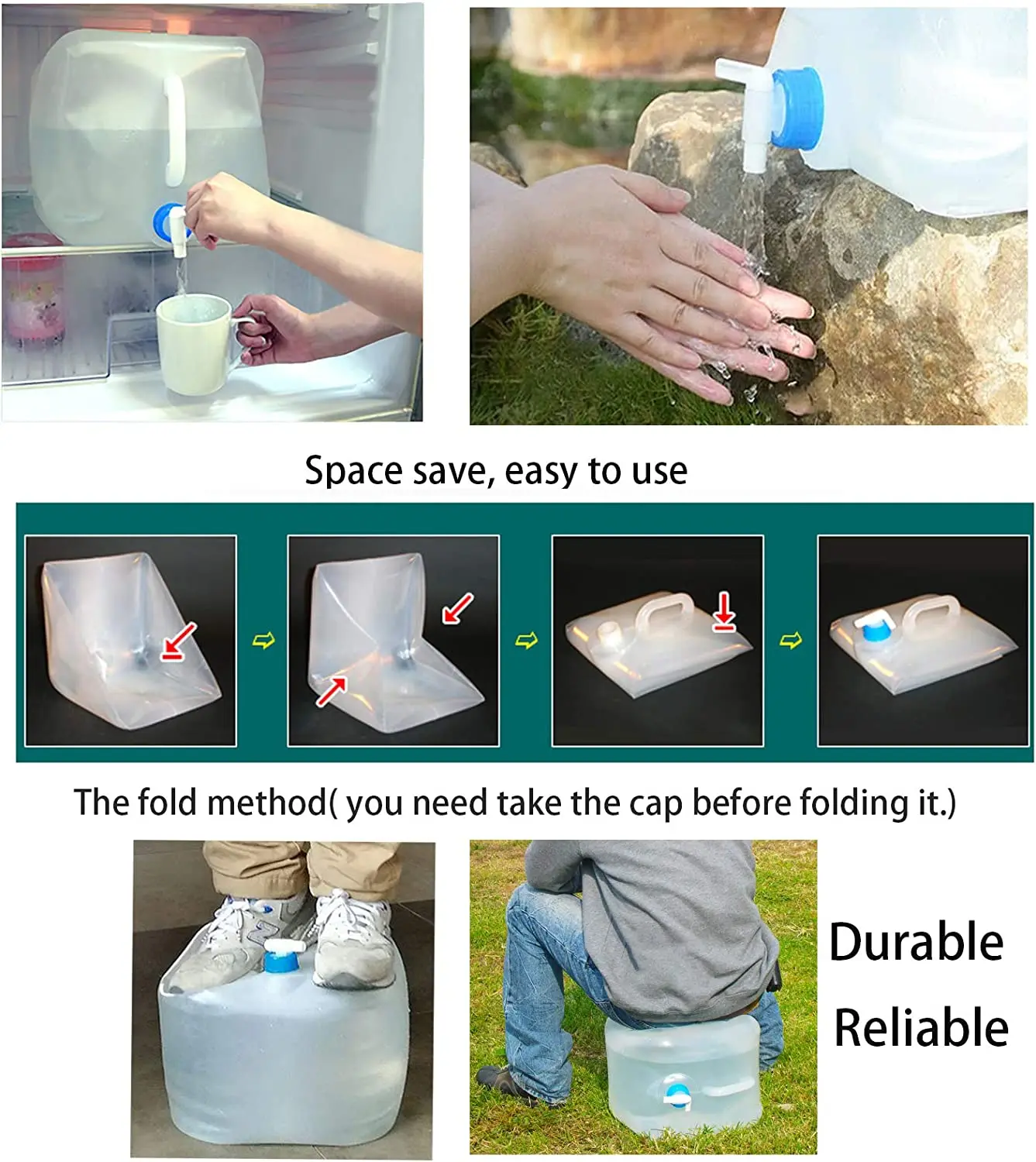 20 Litre Square Spout Pouch Bag Collapsible Water Container with Spigot ...