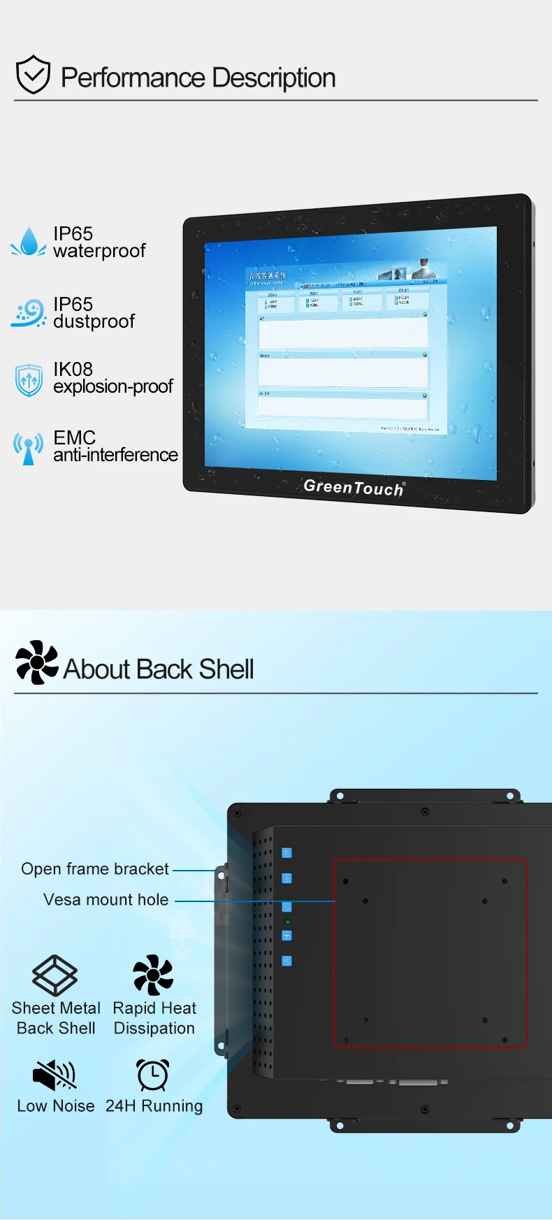 Industrial Open Frame Touch Screen Monitor 10.4 Inch Cb Rohs Certified Hd Dp Interface - Buy ...