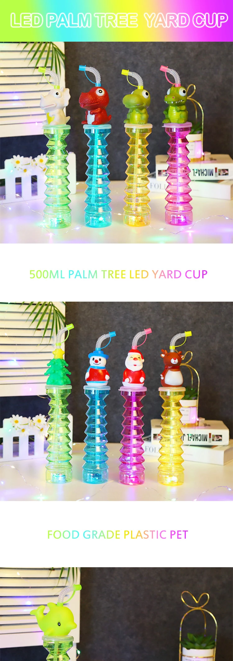 500ml Palm Tree LED Flashing Light up Toy Fruit Character