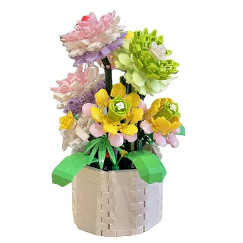 Artificial Mini Flower Bouquet Assembly Brick Toys Set Plant Blocks ...