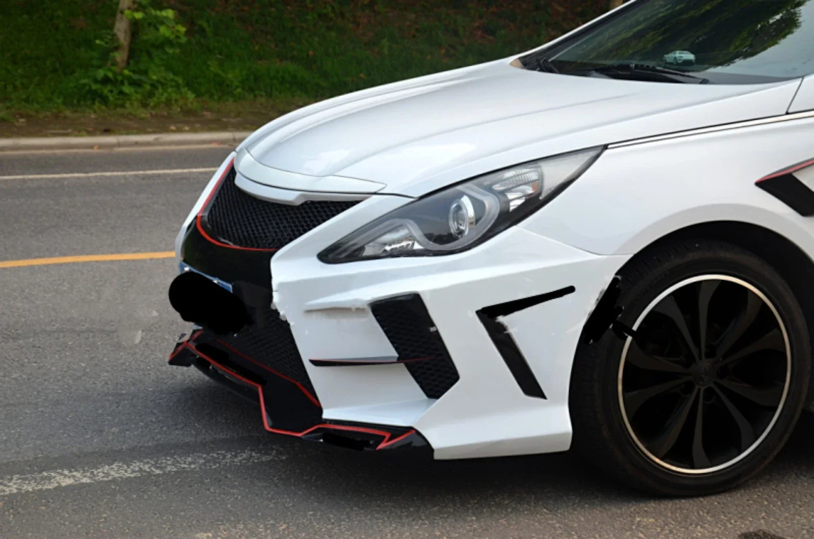 Matte Black Body Kit Front Rear Bumper Grill Mask Assembly For Hyundai ...