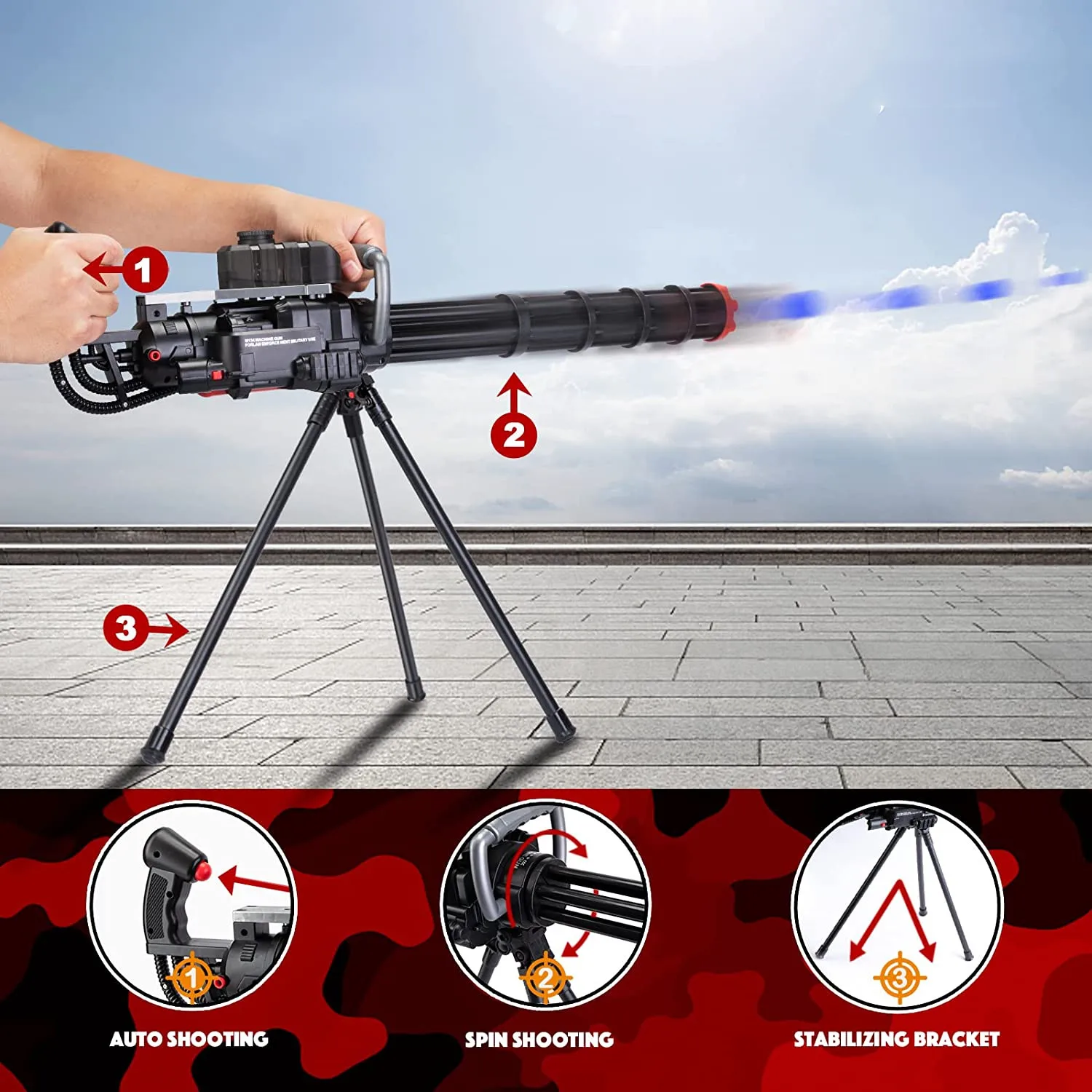 2022 Gatling Water Gel Beads Blaster Rifle Outdoor Toy Gel Water Ball ...