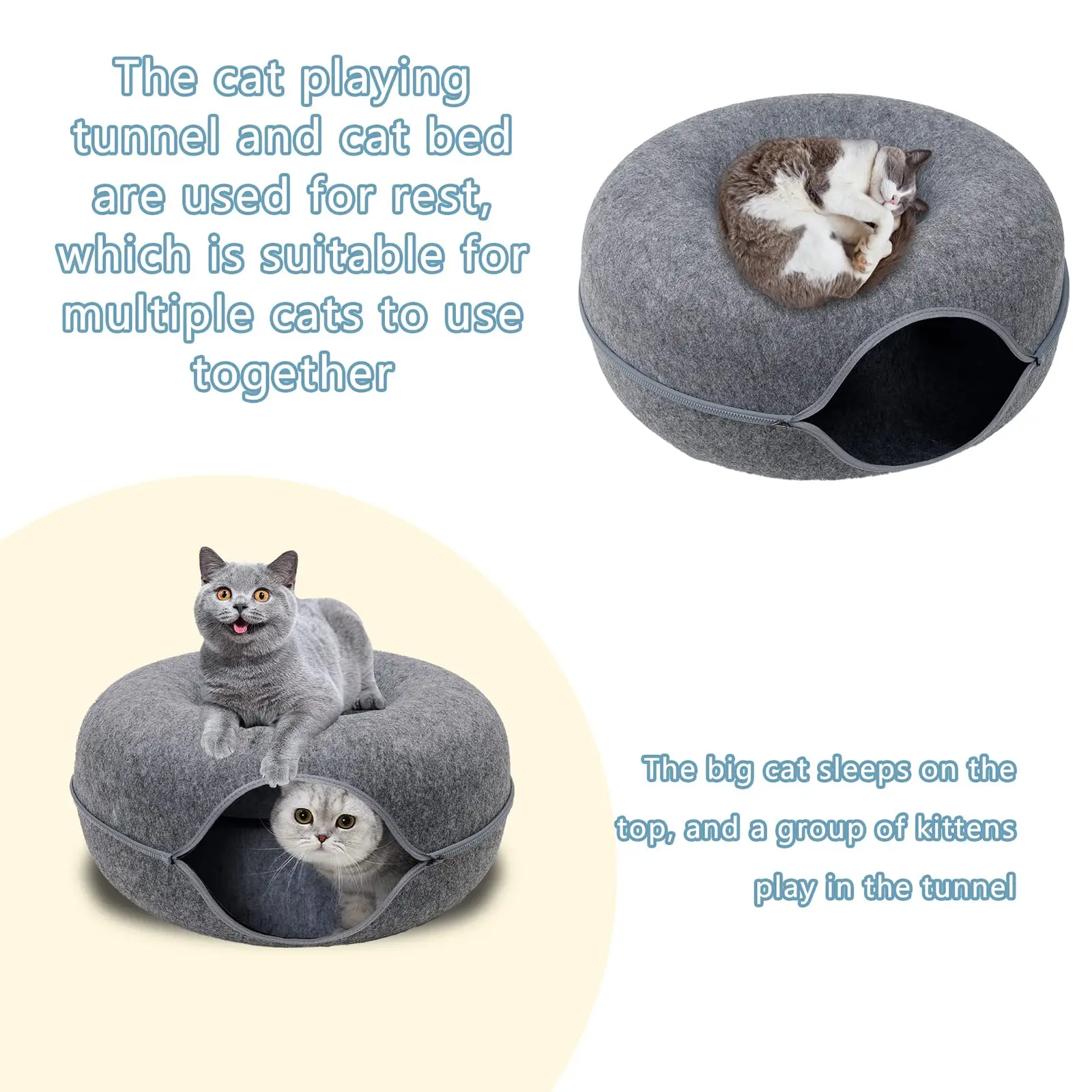 Universal Detachable Round Felt & Washable Interior Cat Hideout ...