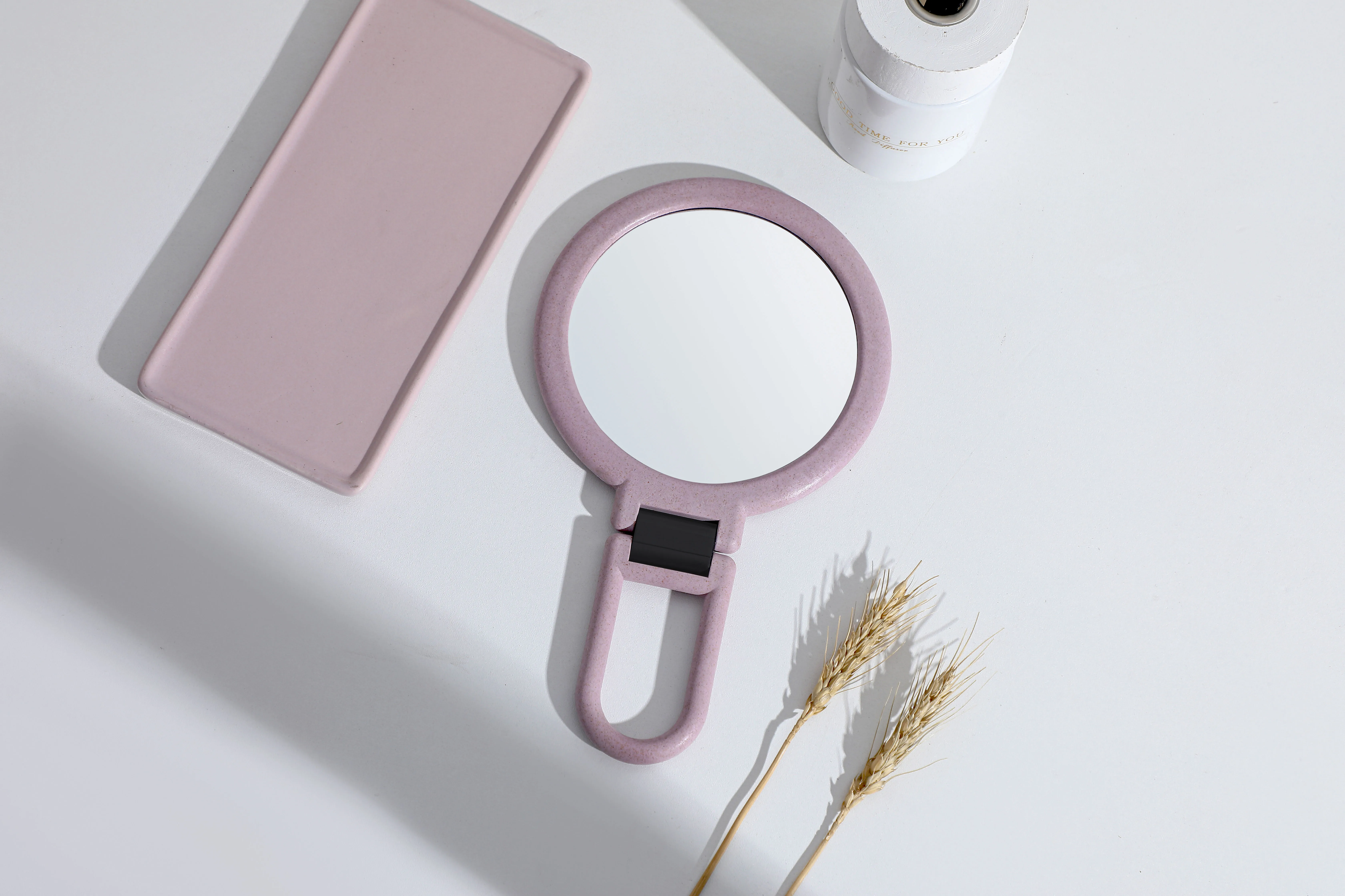 Customized Logo Decorative Foldable Round Mirror Make up Vanity Table ...