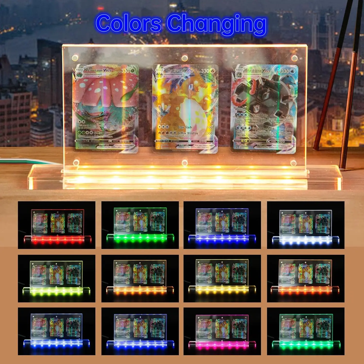 Acrylic Trading Card Frame with LED Light - Plexiwood Display Case