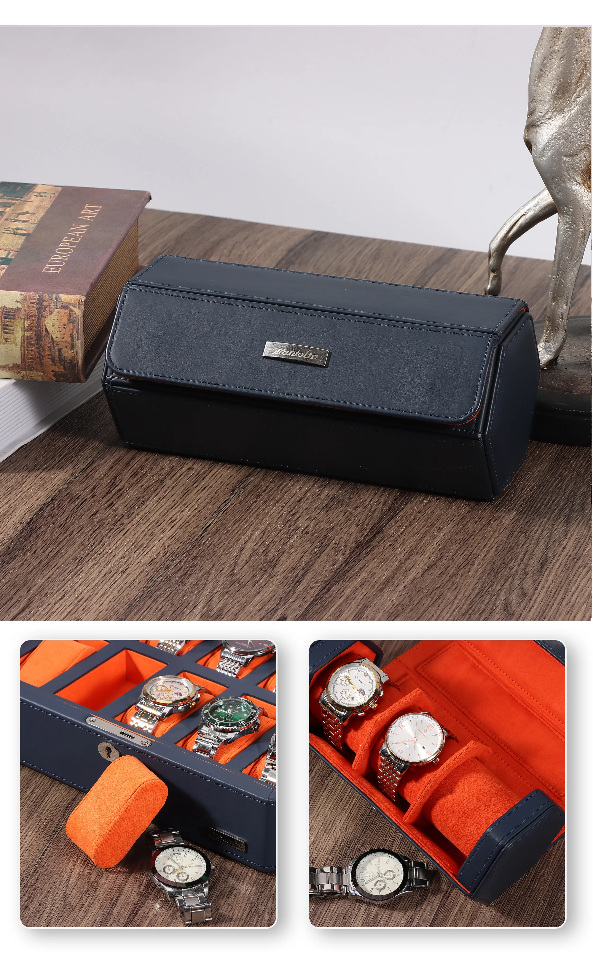 Custom Luxury 3-travel Watch Boxes & Cases Leather Organizer Sets Shell ...