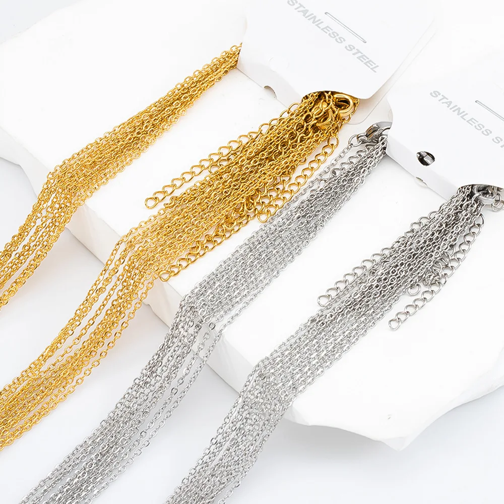 Stainless Steel Semi-Finished Necklace Chain Handmade DIY Double Ring Cross Chain, Collarbone ...