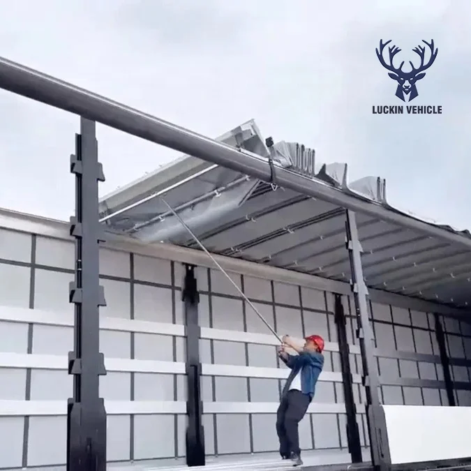 3 Axle Curtain Slider Trailer Truck Van Cargo Side Open Box PVC Curtain ...