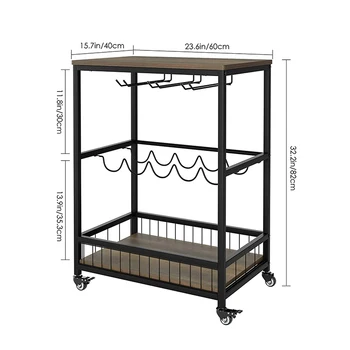 Nordic Rustic Wooden Display Useful Stand Black Wheel Glass Bottle ...