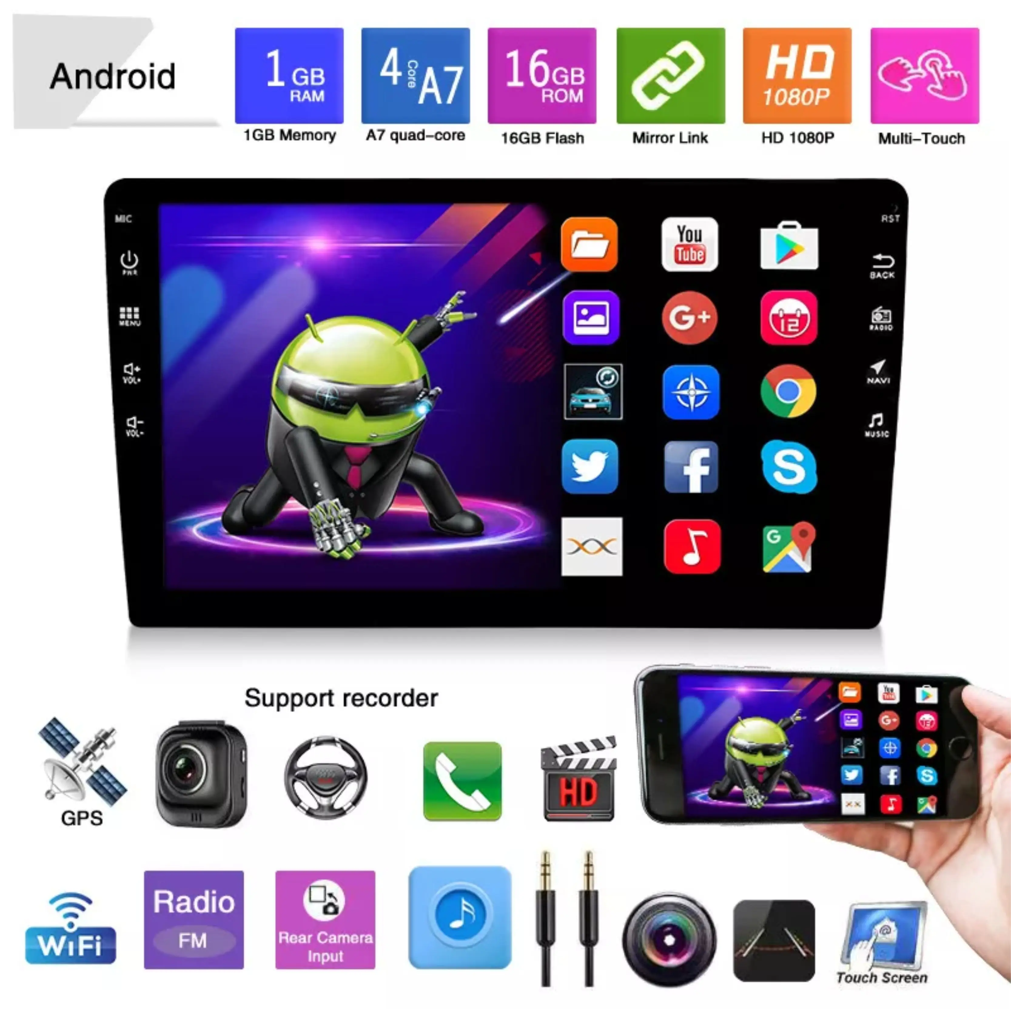 Sansui 2 Din Car Android Player with Mirror Link - 7 Inch