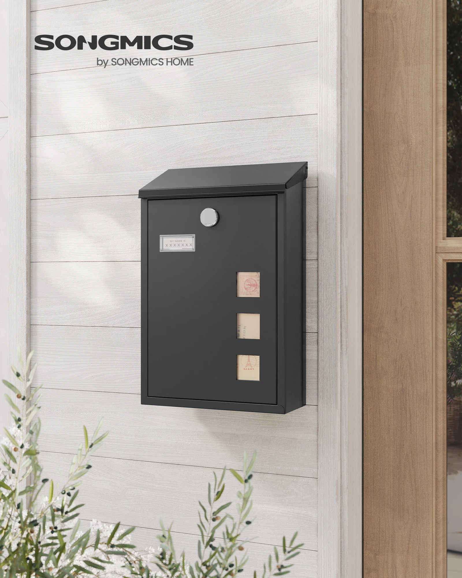 SONGMICS OEM Outdoor Steel Post Box Wall Mounted Secure Letter Box ...