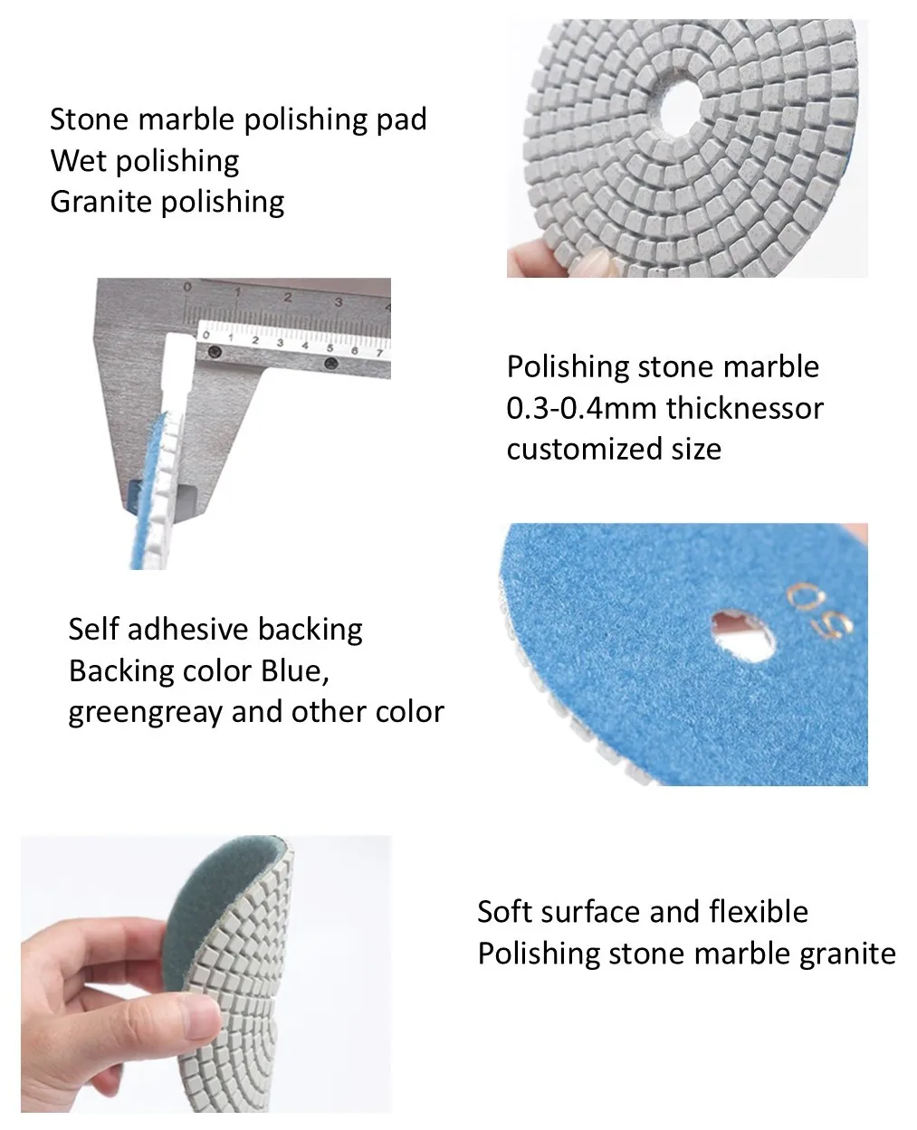 4 Inch/100mm Wet Dry Diamond Polishing Pad for Polishing Granite Marble ...