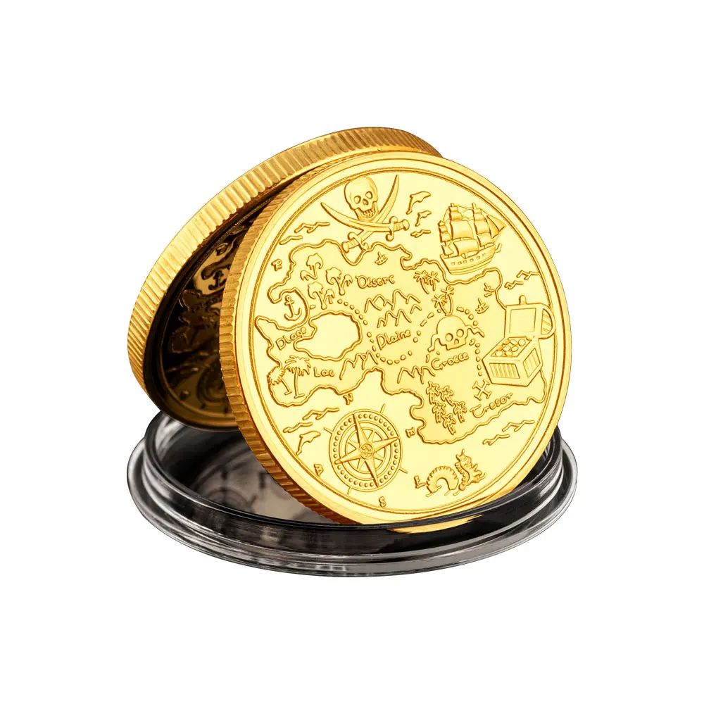Pirate Treasure Map Souvenirs Coins Lucky Coin Gold Plated ...