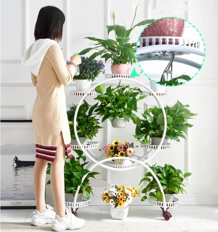 Multi-layer Plant Stand With Built-in Shelf for Balcony Flower Stand ...
