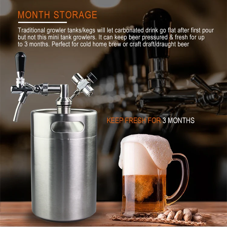 5l Mini Keg Pressurized Growler For Craft Dispenser System Adjustable ...