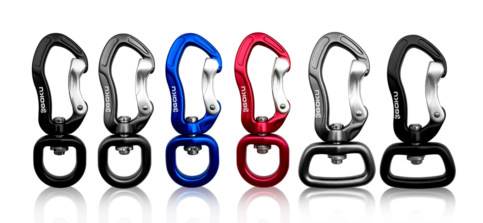 Custom Aluminum 4kn Screw Gate Locking Rotating Swivel Carabiner For ...