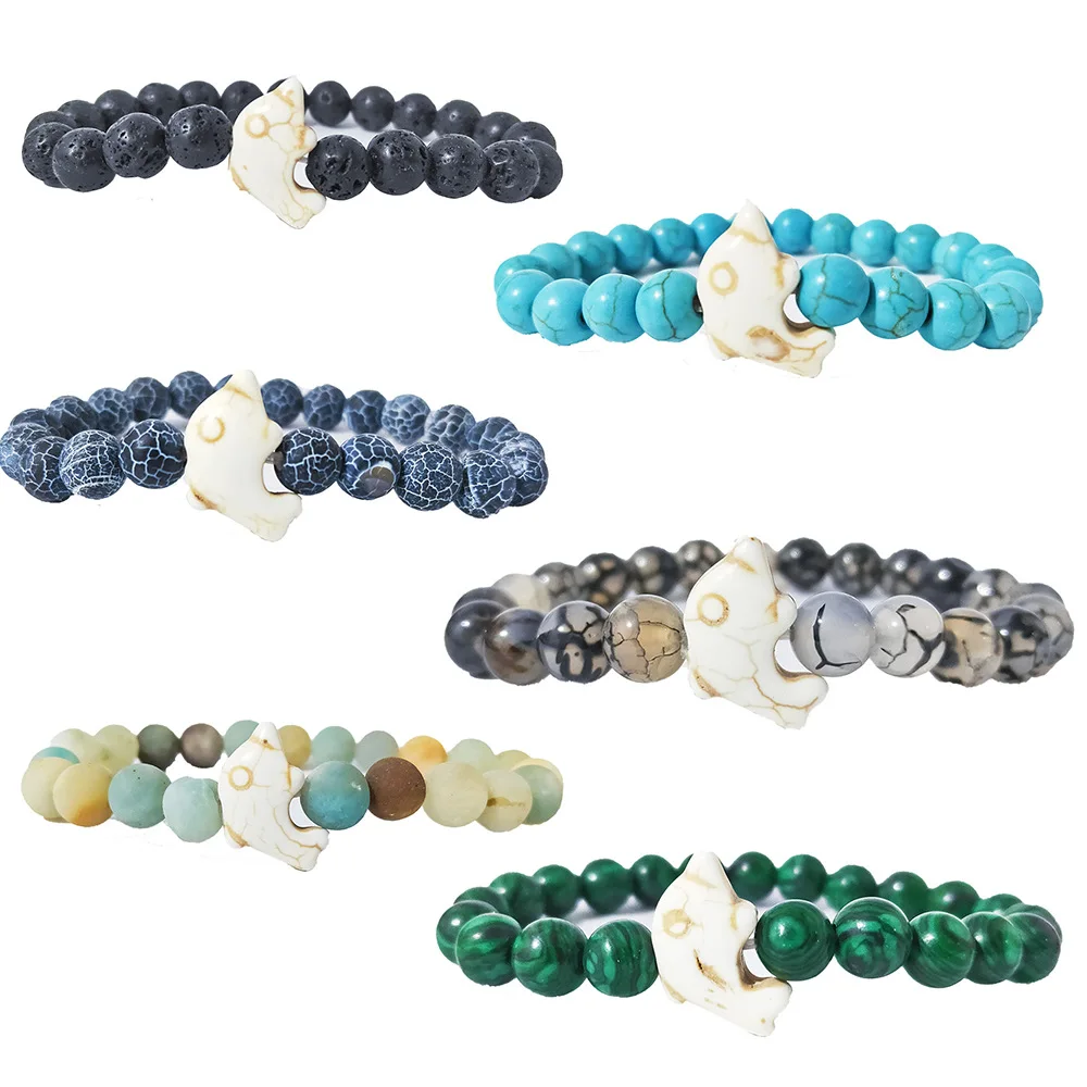 Customized Natural Stone Fashion Dolphin Animal Tracking Bracelet ...