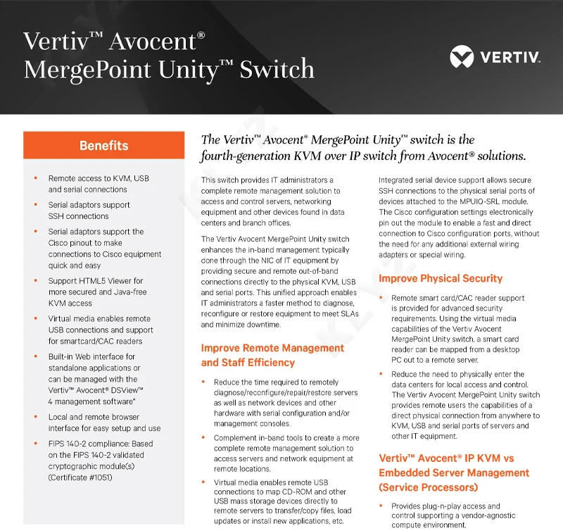 Vertiv Avocent Merge Point Unity Mpu Digital Kvm Switch Kvm Over Ip 8 ...