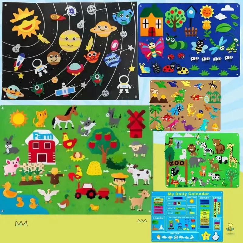Manual Creative Paste Diy Felt Board Toy Storyboard Farm Animal Cartoon ...