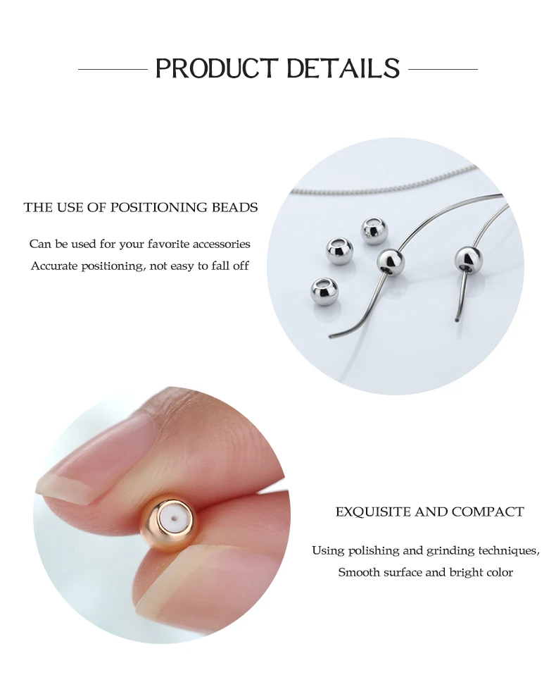 18K Gold Plated Positioning Beads Round Ball Slider Beads Copper Loose ...