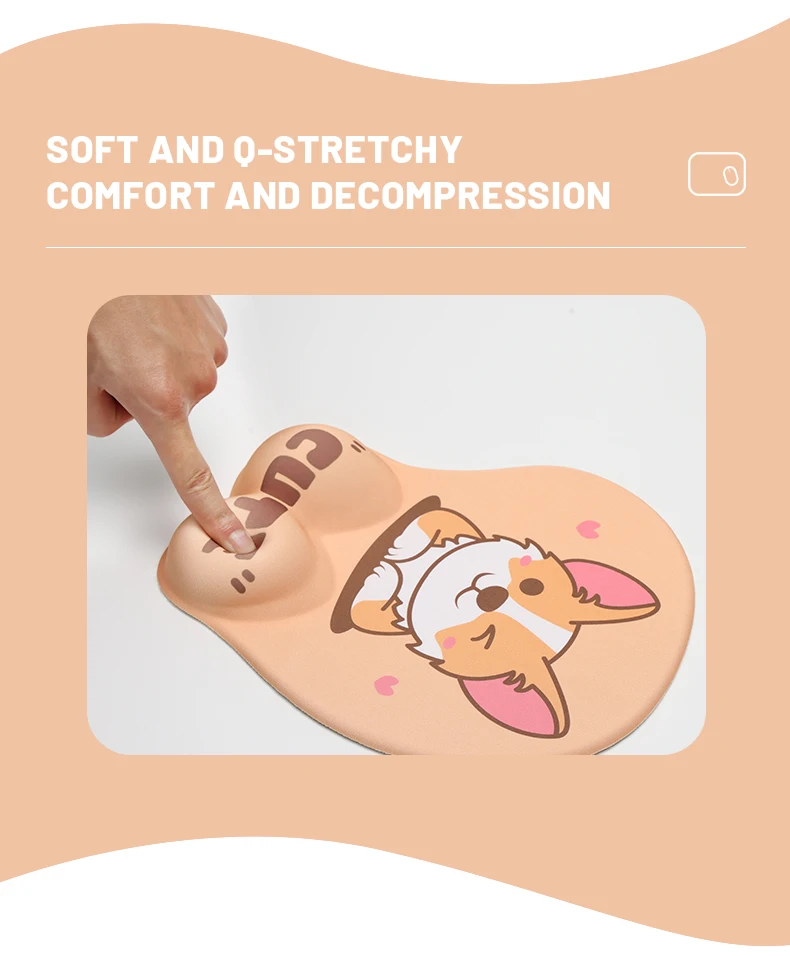 Cartoon Corgi Ergonomic Gel Wrist Rest And Mouse Pad Gaming Silicone ...
