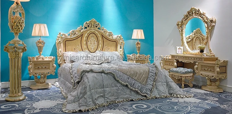 Palace Royal Baroque Classic Design Wooden King Size Bed