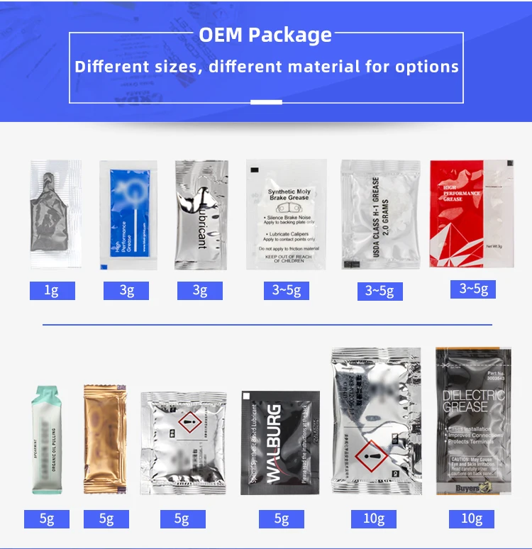 Customized Packet Grease Plastic Bag Grease Permatex Dielectric Grease ...