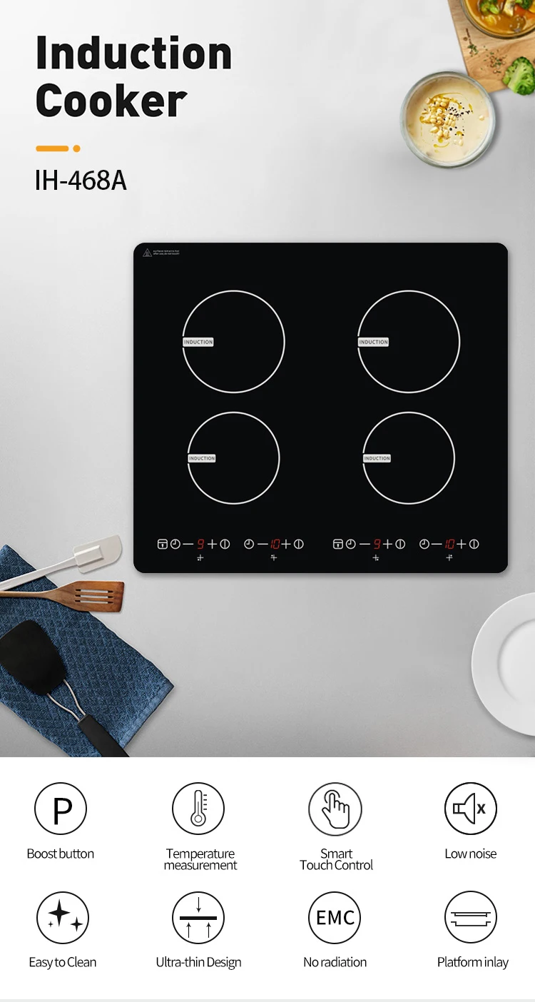 4 Burner Induction Hob - 6800W Cooktop - Efficient Cooking
