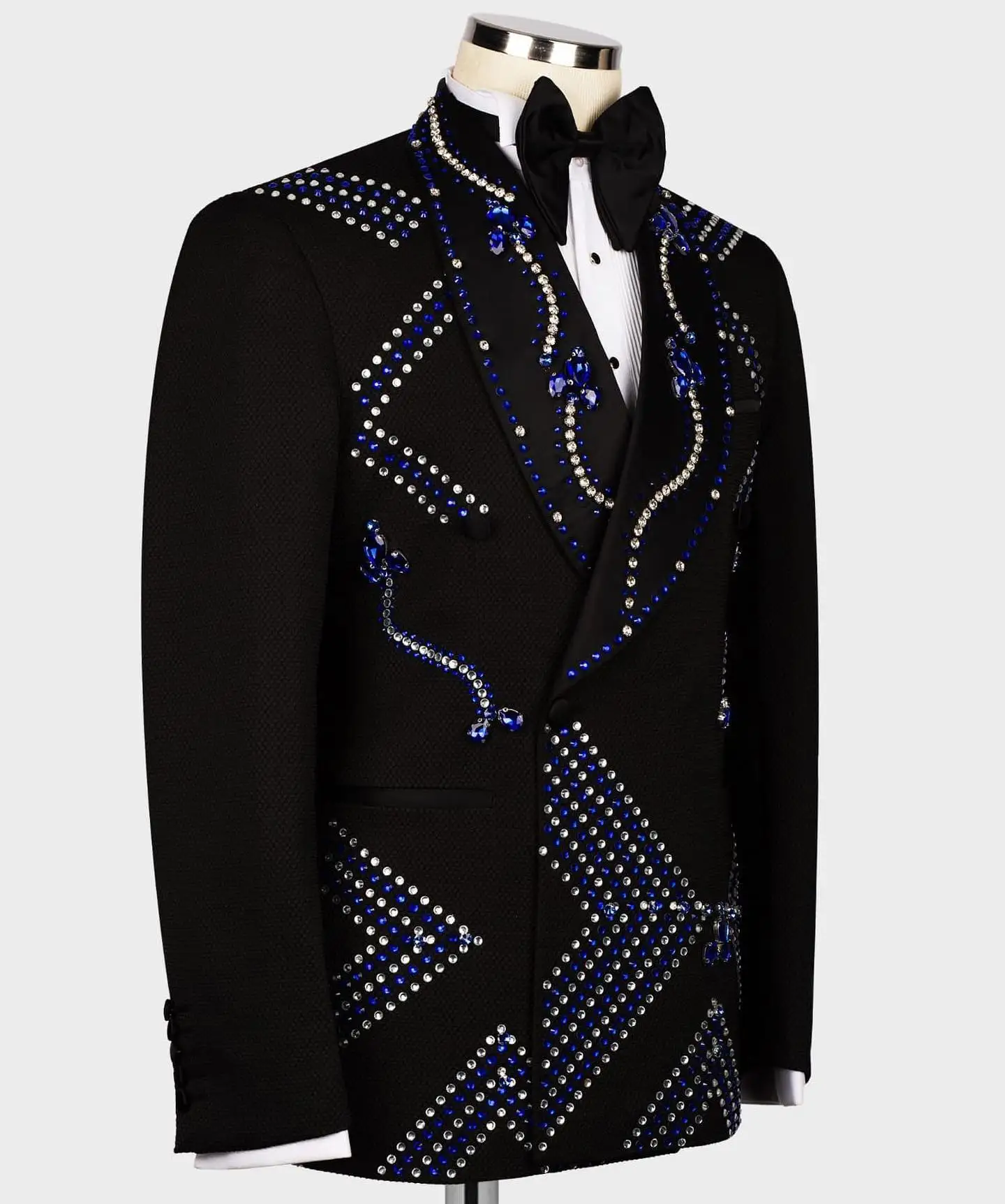 Custom Rhinestone Shining Double Breasted Wedding Suit for Men Formal ...