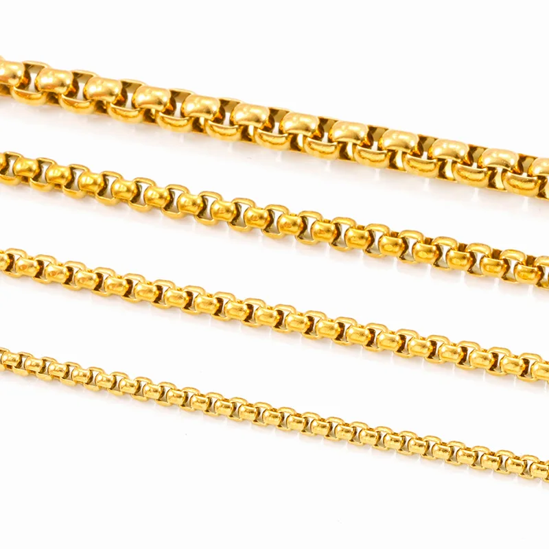 Wholesale 18k Real Gold Plated Stainless Steel Chain Square Bead Chain ...