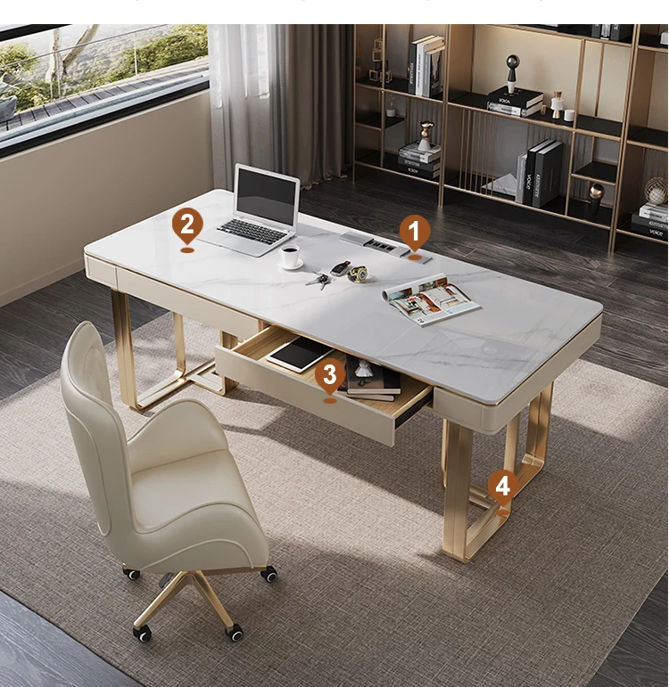 Luxury Sintered Stone Office Executive Desk Home Office Table Modern ...