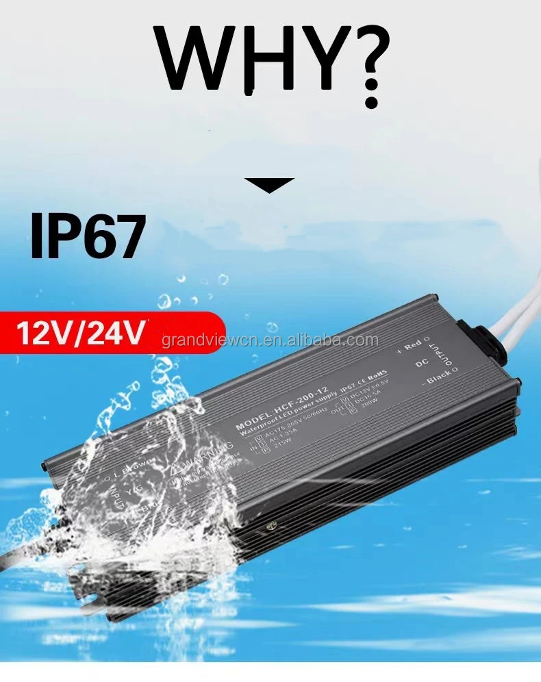 IP67 LED DRIVER - 220V Input, 12V/24V Output, 3-Year Warranty