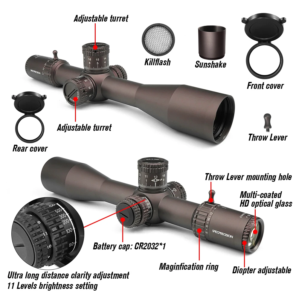2024 SPECPRECISION Factory Tactical Hunting Scope ED 6-24X LPVO FFP ...