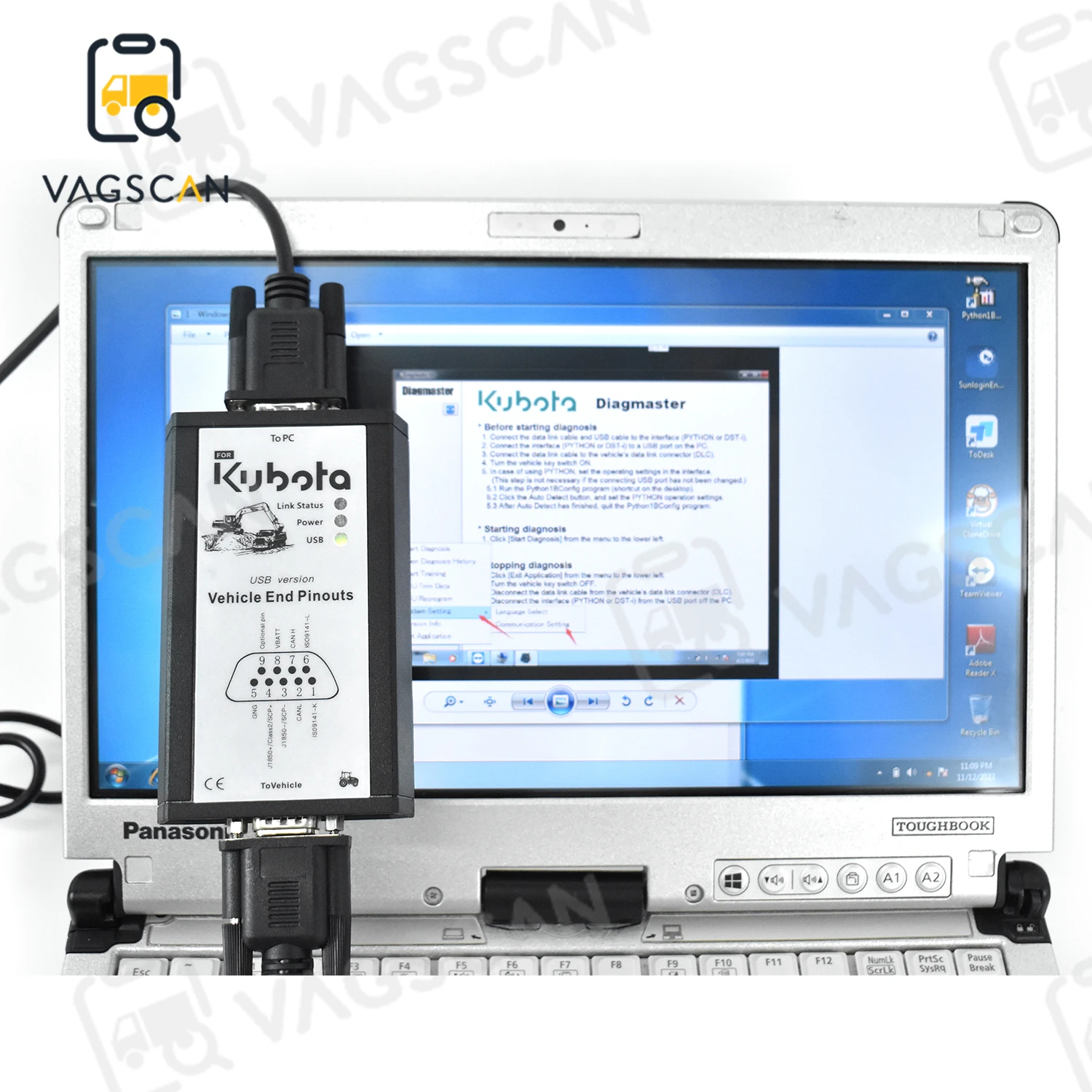 F110 Tablet for Kubota Diagmaster Excavators Loader Python Interface ...