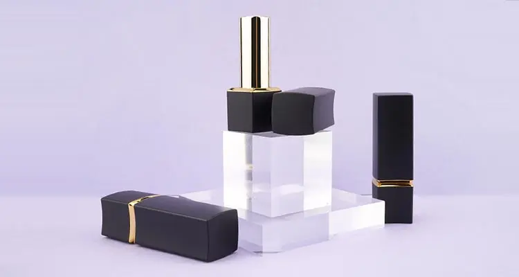 Black Lipstick Plastic Tubes Cosmetic Square Lipstick Case Wholesale ...