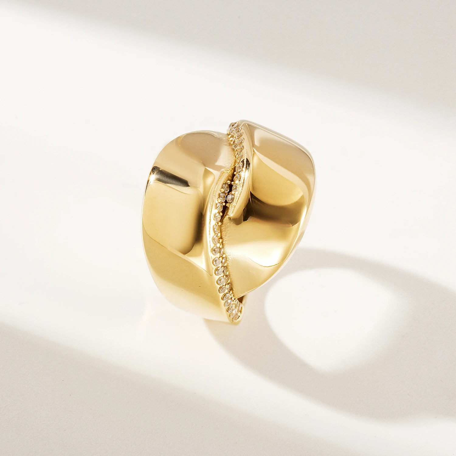 2024 New Ins 14k Gold Plated Tarnish Free Stainless Steel Cross Design Polished Ring Fashion ...