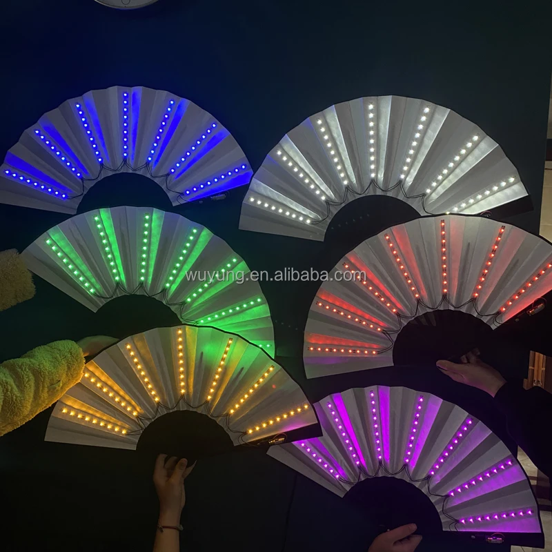 LED Glowing Chinese Bamboo Hand Fan - Perfect for Parties