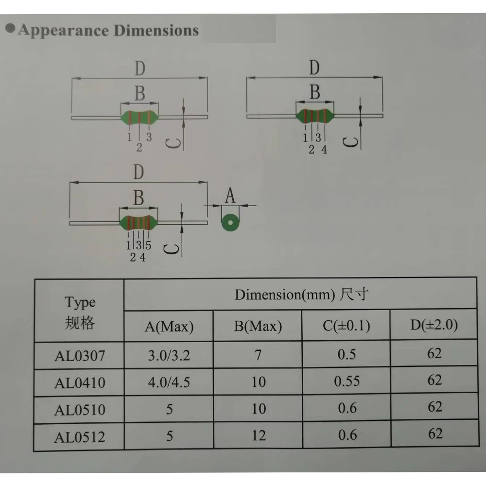 Qs Axial Lead Color Code Inductor Al0510 1.5mh Outlet Cheap 5*10mm ...