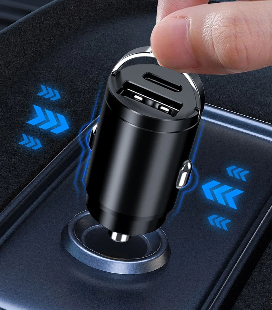 MINI 2in1 100W Fast Car Charge - Type-C PD + USB Charger