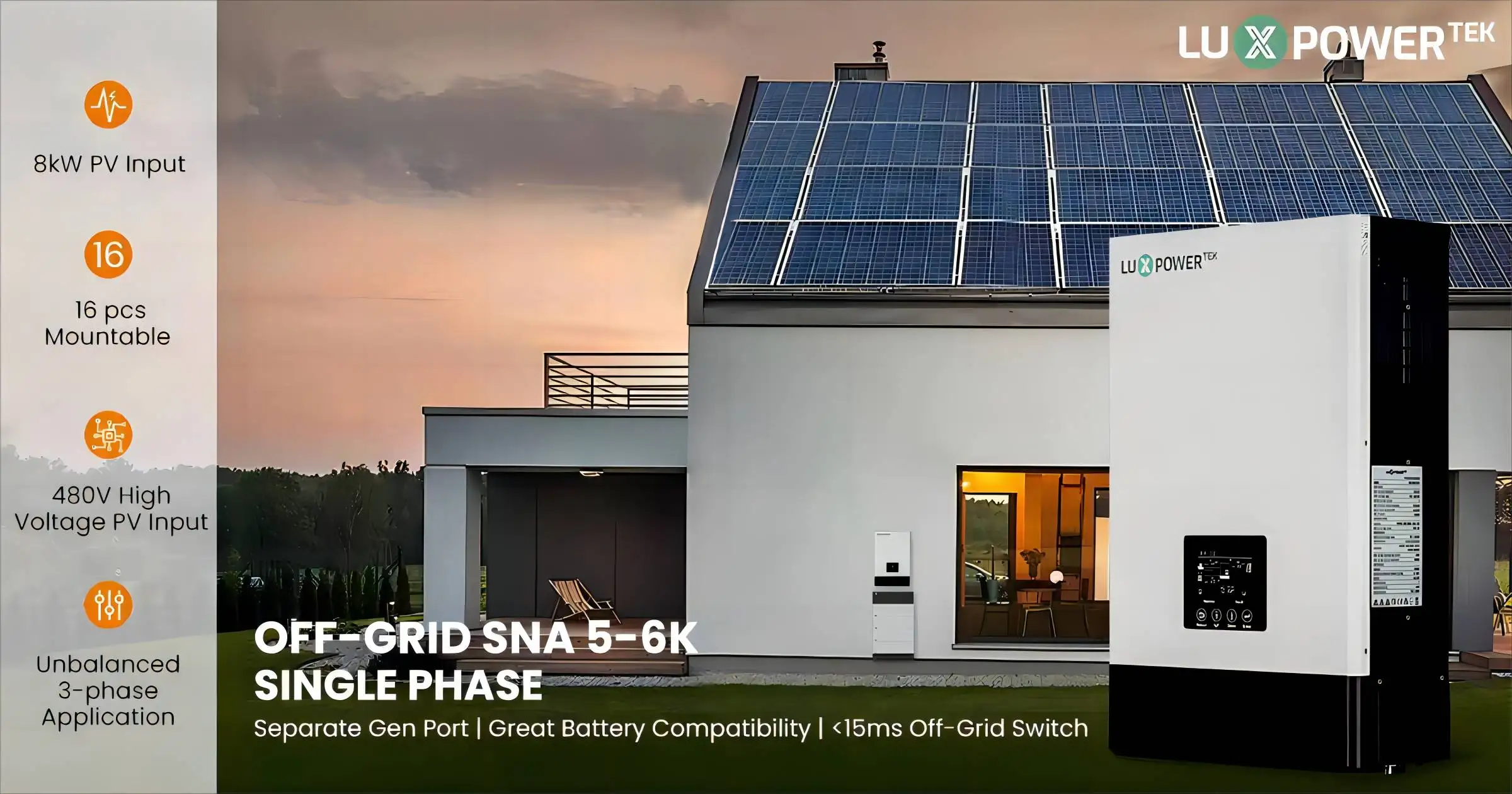 Luxpower SNA 6000 Solar Hybrid Inverter - Efficient 6 kW Single Phase ...