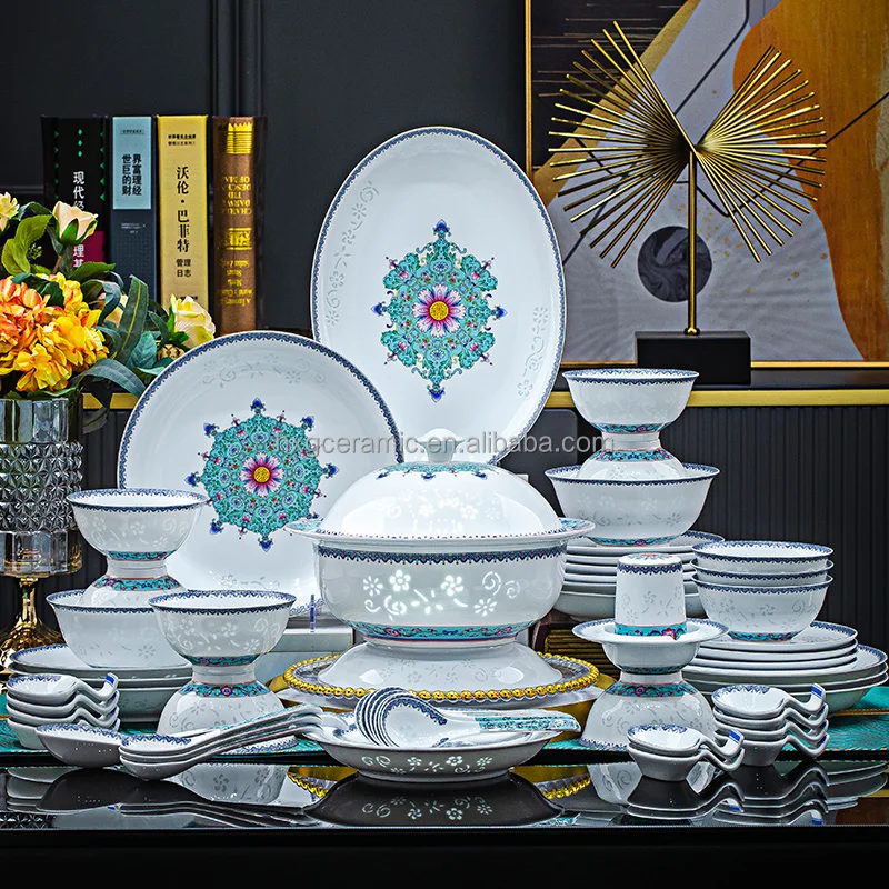 Dish Set Household European Simple Ceramic Enamel Color Exquisite ...