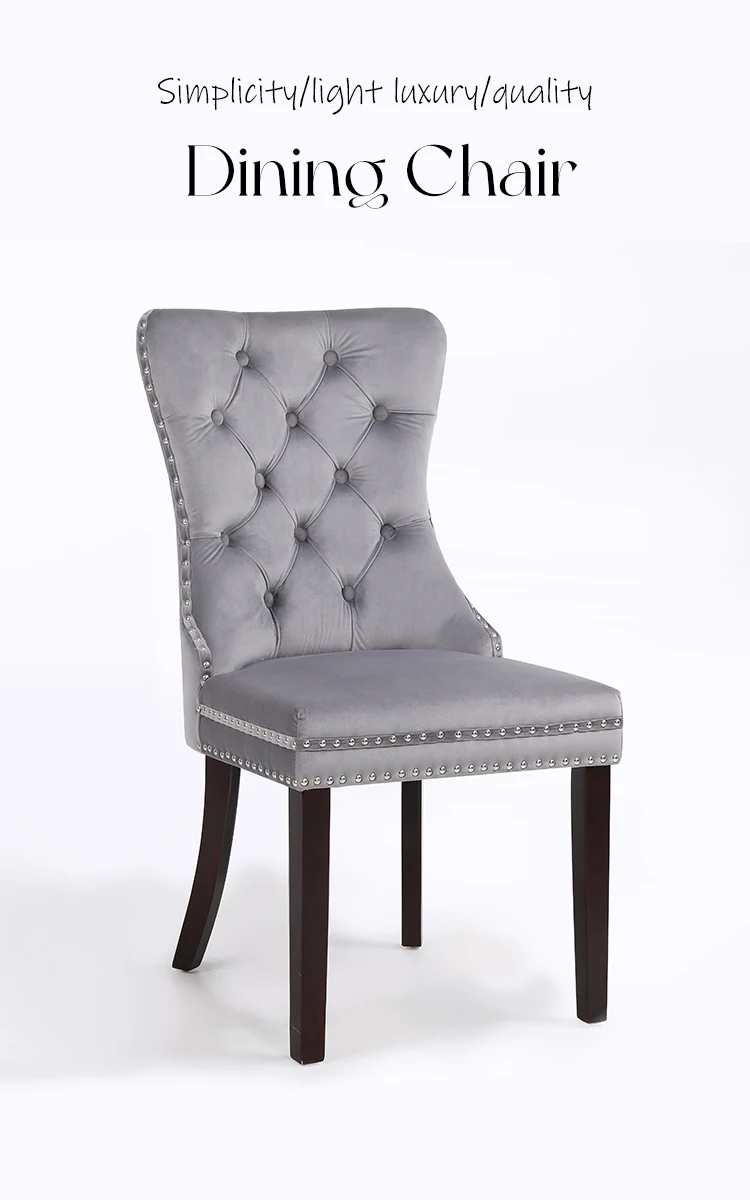 Upholstered Tufted Dining Room Chairs With Nail Head Button Back And ...